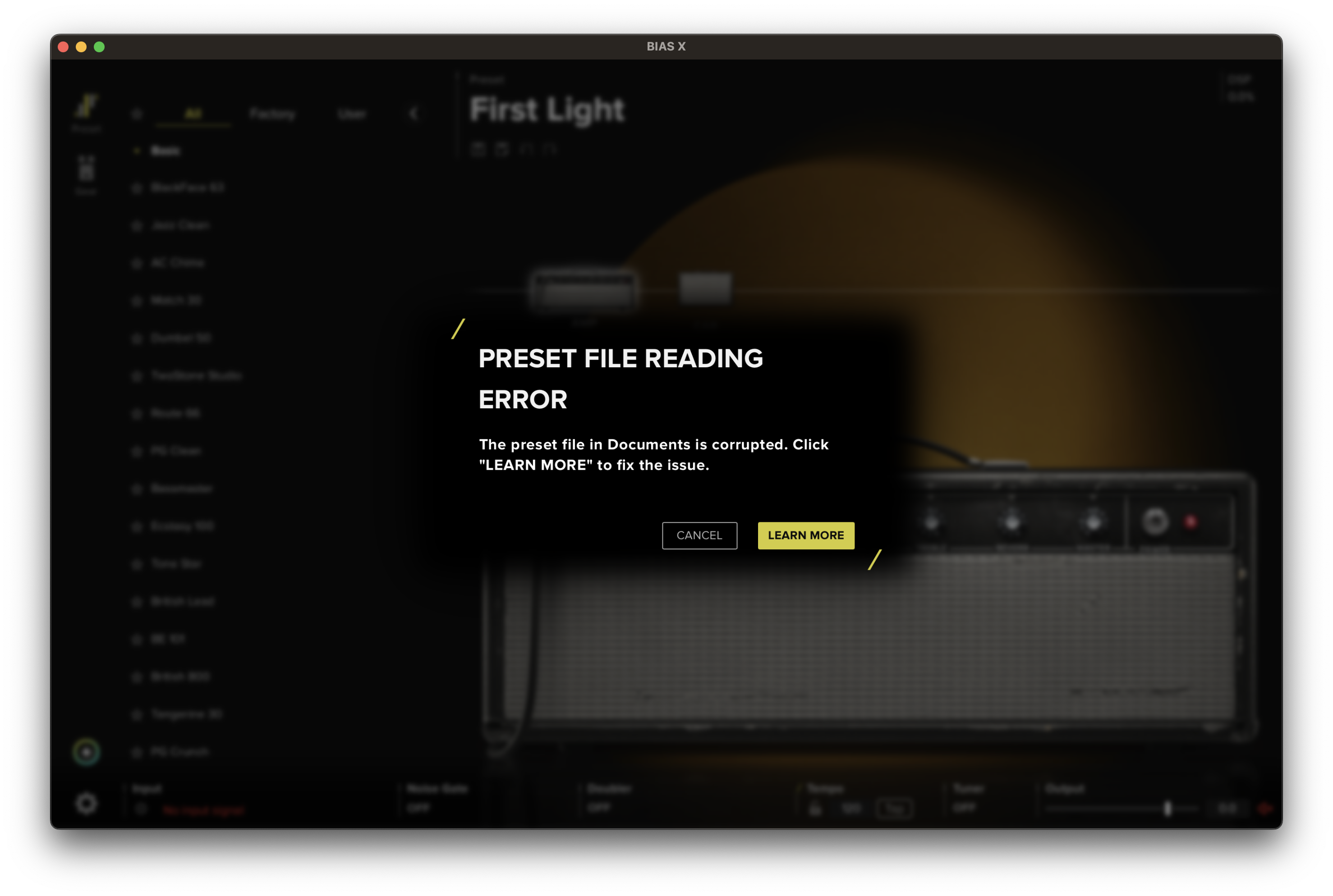 Preset File Reading Error – Help Center